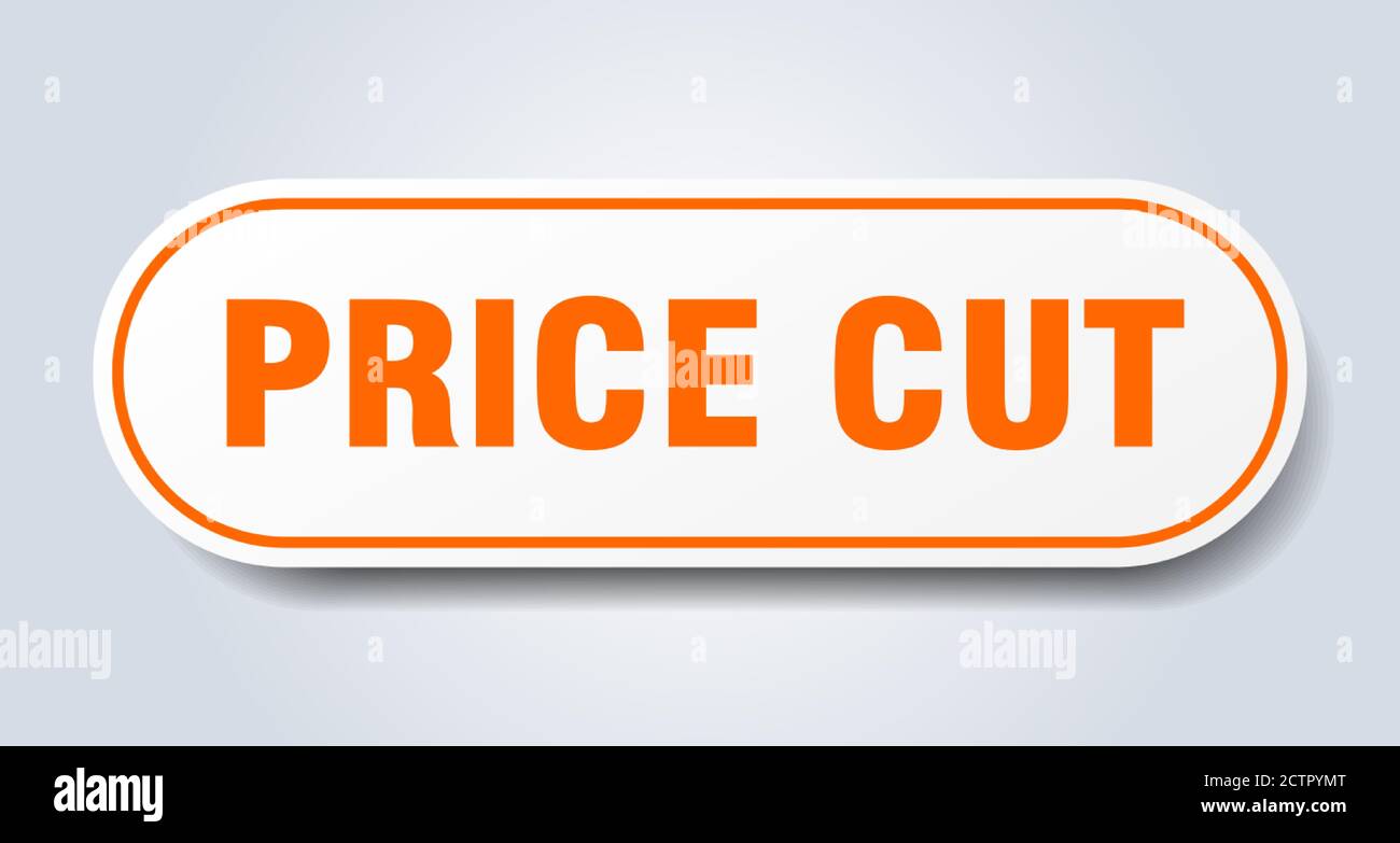 price cut sign. rounded isolated sticker. white button Stock Vector ...