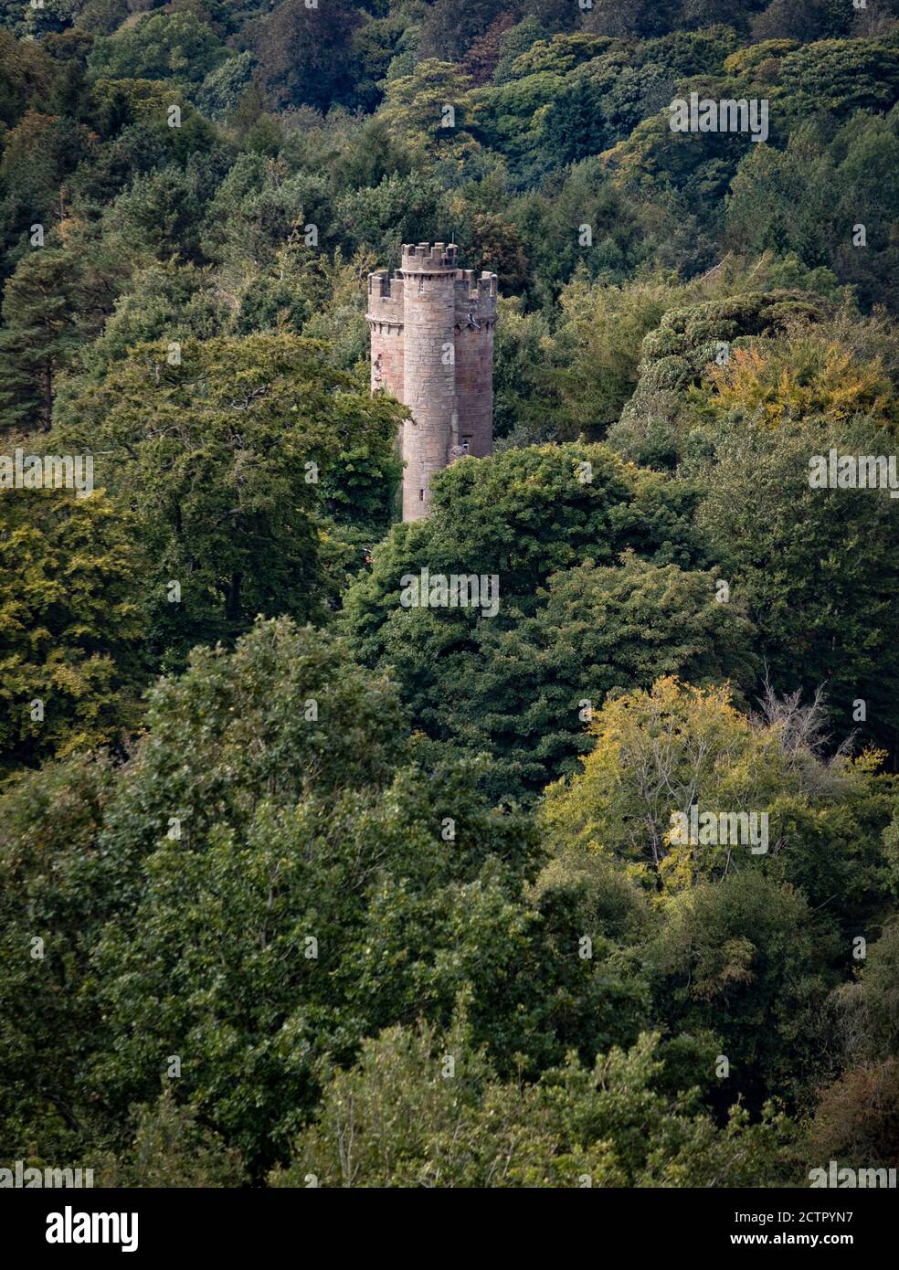A victorian Folly at the Clent Hills in Worcestershire is surrounded by ...