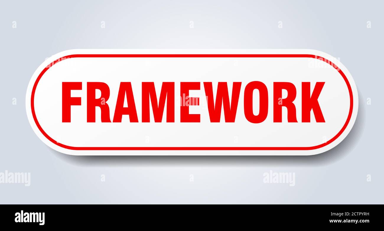 framework sign. rounded isolated sticker. white button Stock Vector ...
