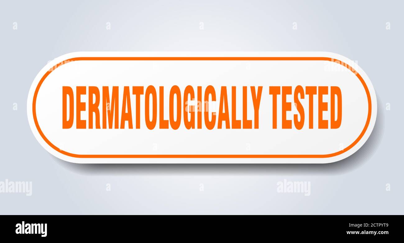 dermatologically tested sign. rounded isolated sticker. white button ...