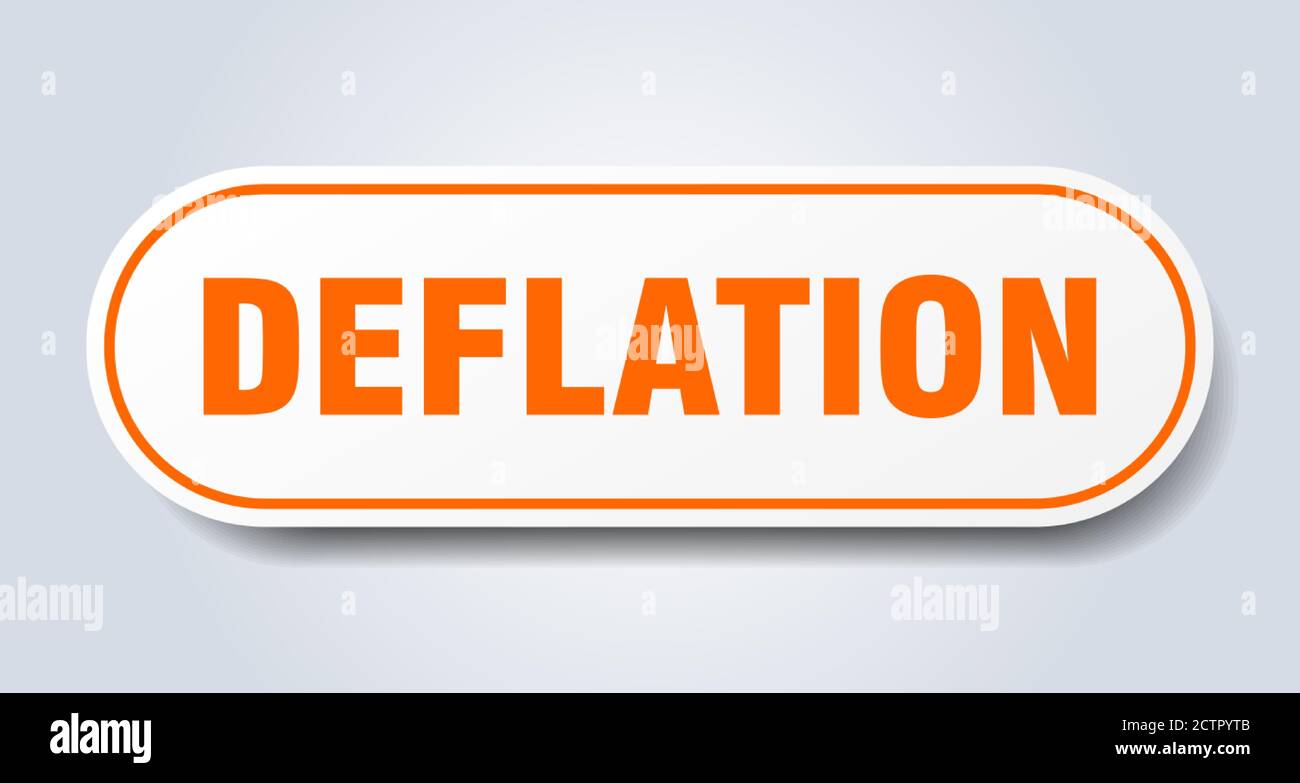 deflation sign. rounded isolated sticker. white button Stock Vector ...