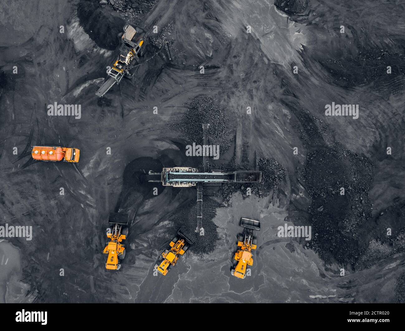 Open pit mine, extractive industry for coal, top view aerial Stock ...