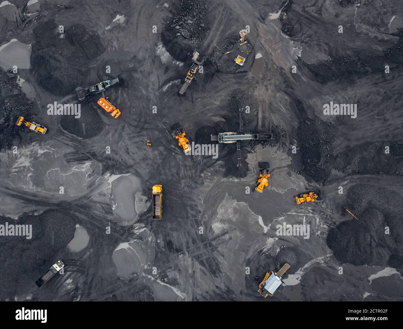 Open pit mine, extractive industry for coal, top view aerial Stock ...