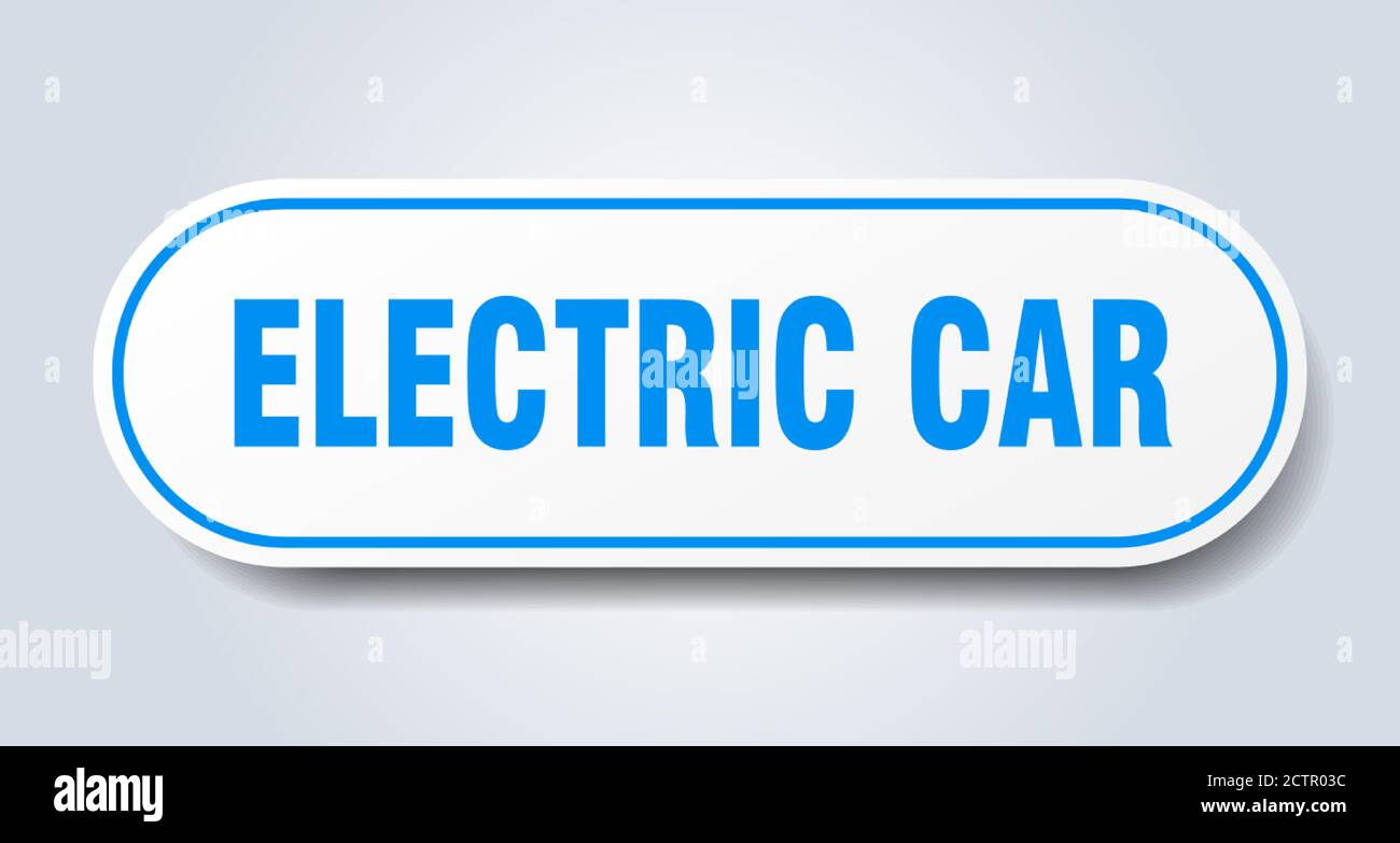 electric car sign. rounded isolated sticker. white button Stock Vector ...