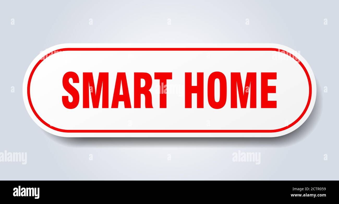 smart home sign. rounded isolated sticker. white button Stock Vector ...