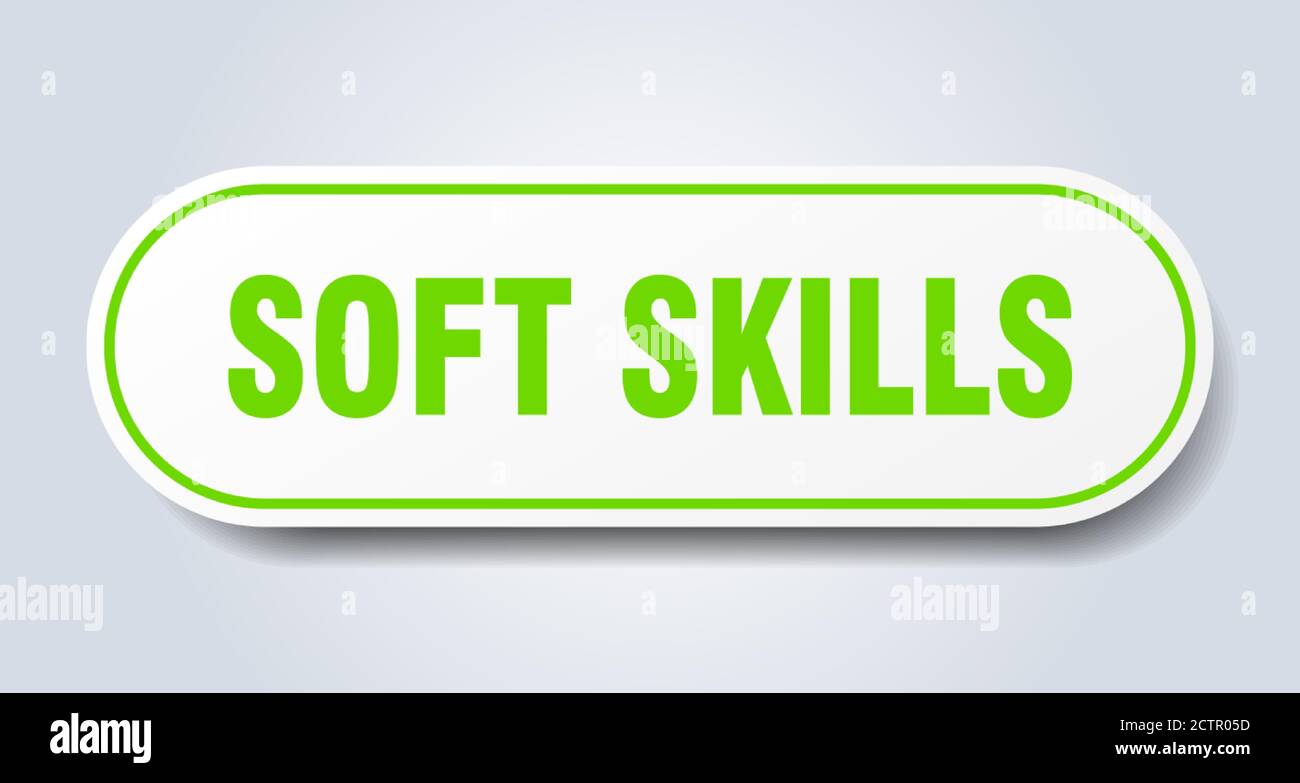 soft skills sign. rounded isolated sticker. white button Stock Vector ...