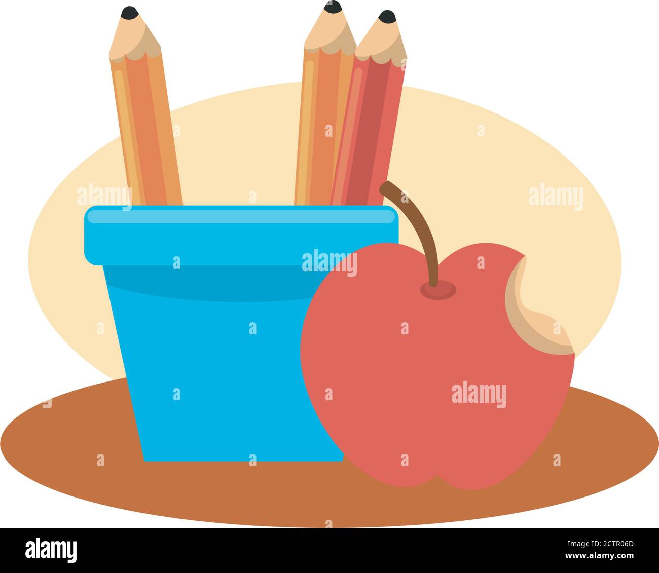 pencil holders and apple school supplies vector illustration design ...