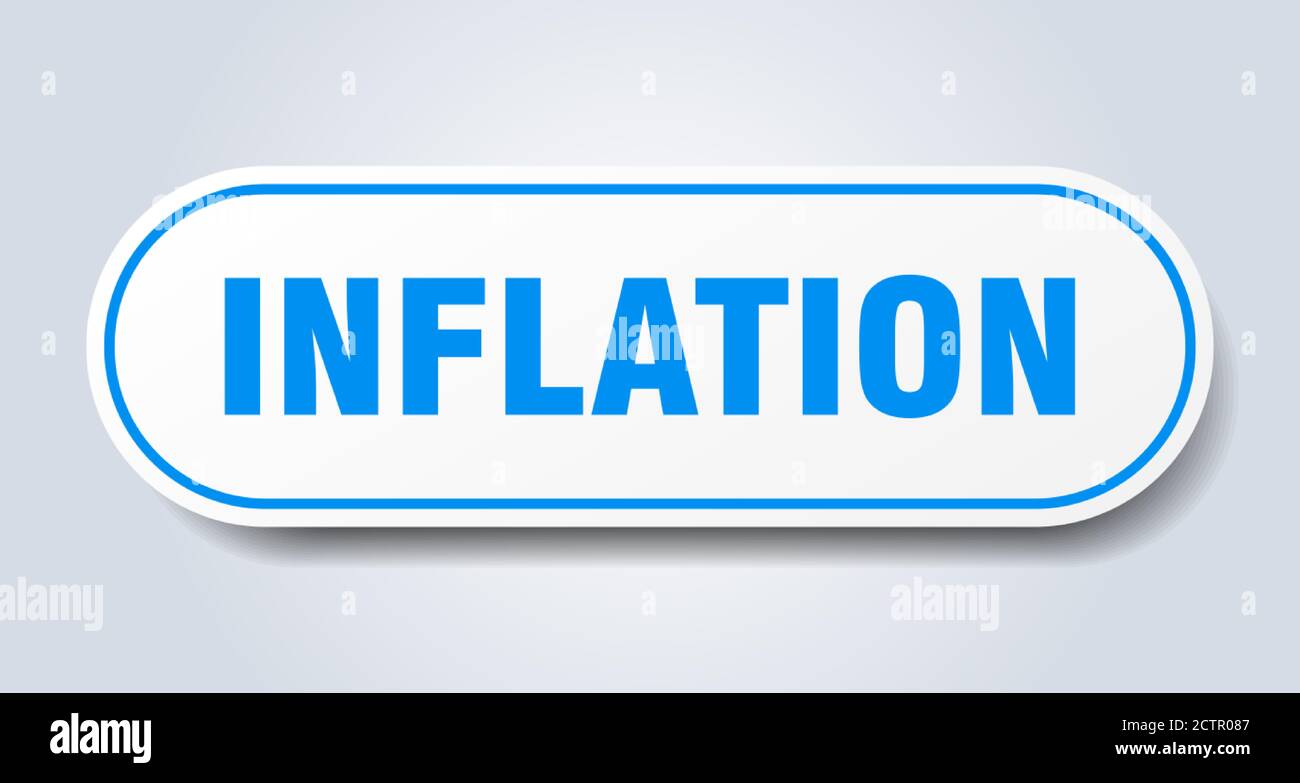 inflation sign. rounded isolated sticker. white button Stock Vector ...