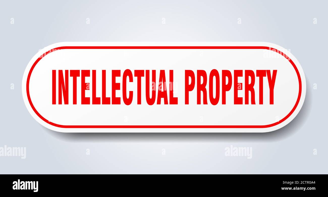 intellectual property sign. rounded isolated sticker. white button ...