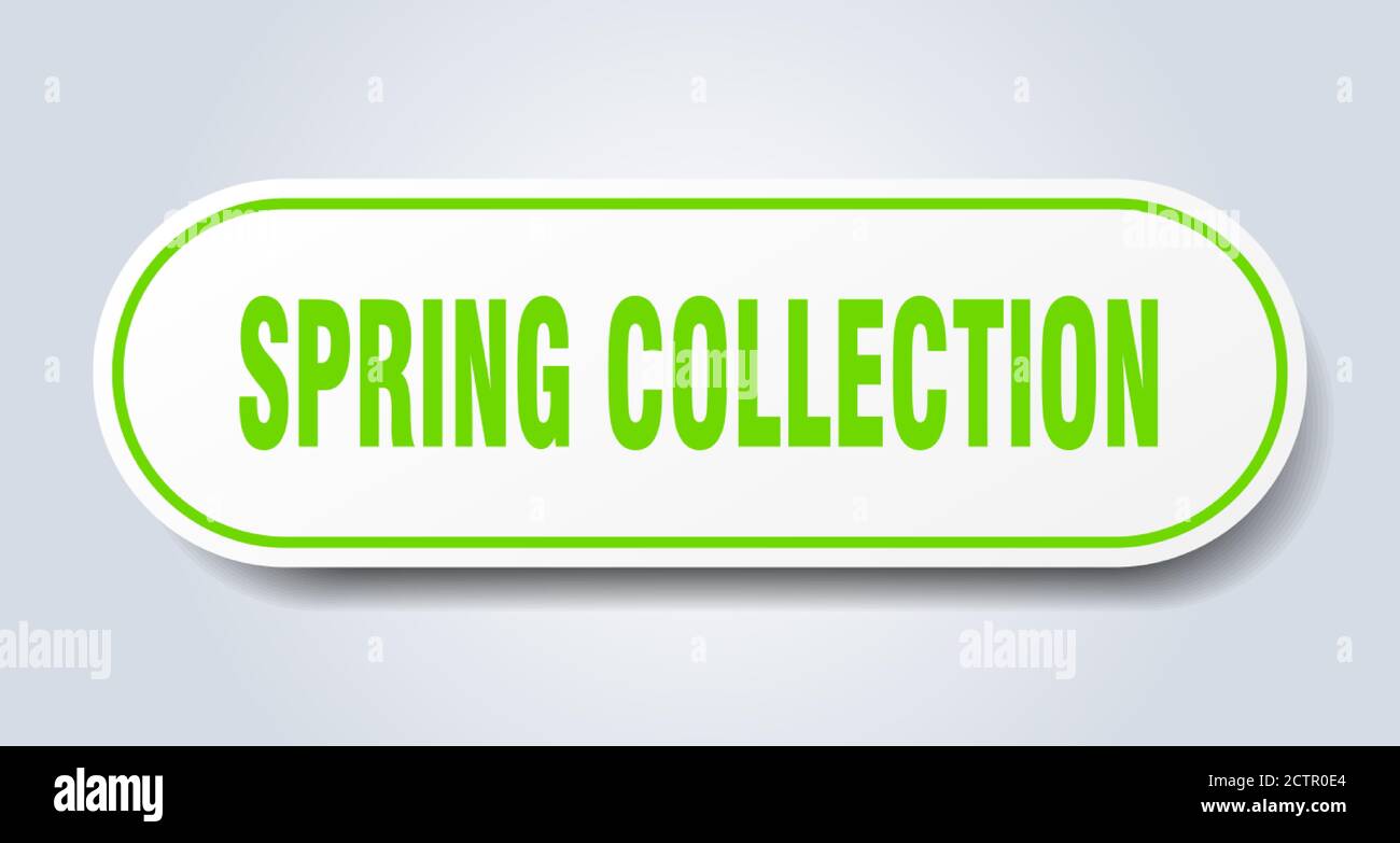 spring collection sign. rounded isolated sticker. white button Stock ...