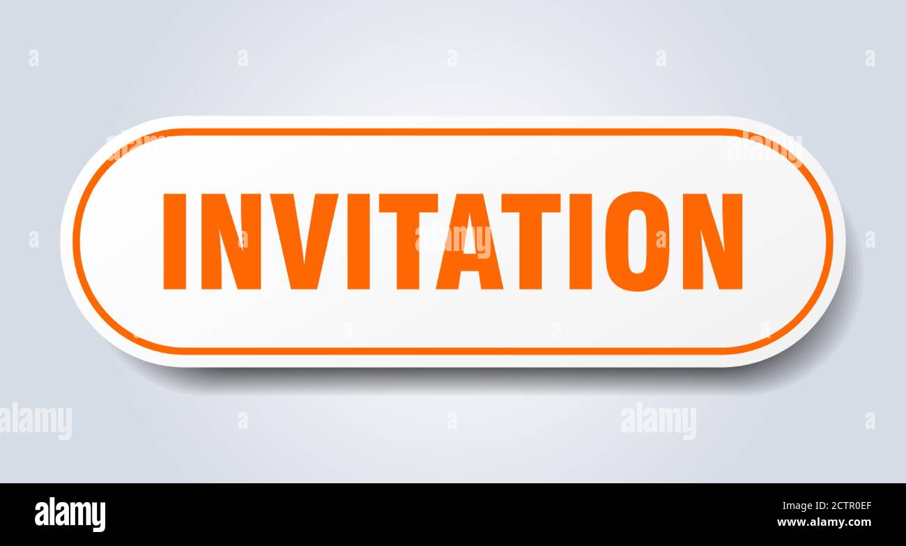invitation sign. rounded isolated sticker. white button Stock Vector ...