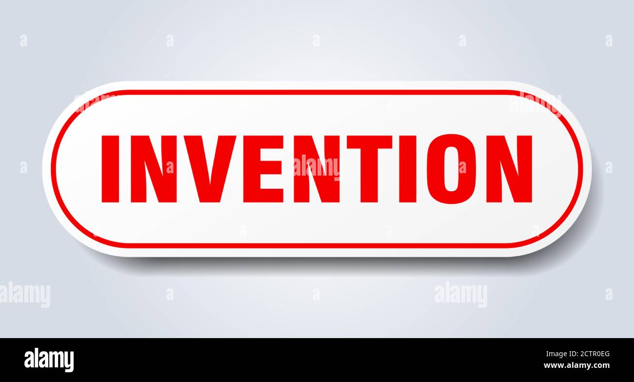 invention sign. rounded isolated sticker. white button Stock Vector ...