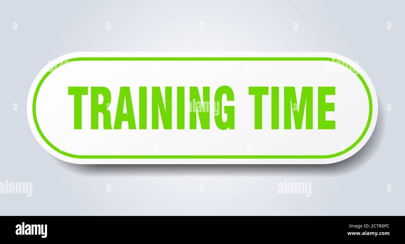 training time sign. rounded isolated sticker. white button Stock Vector ...