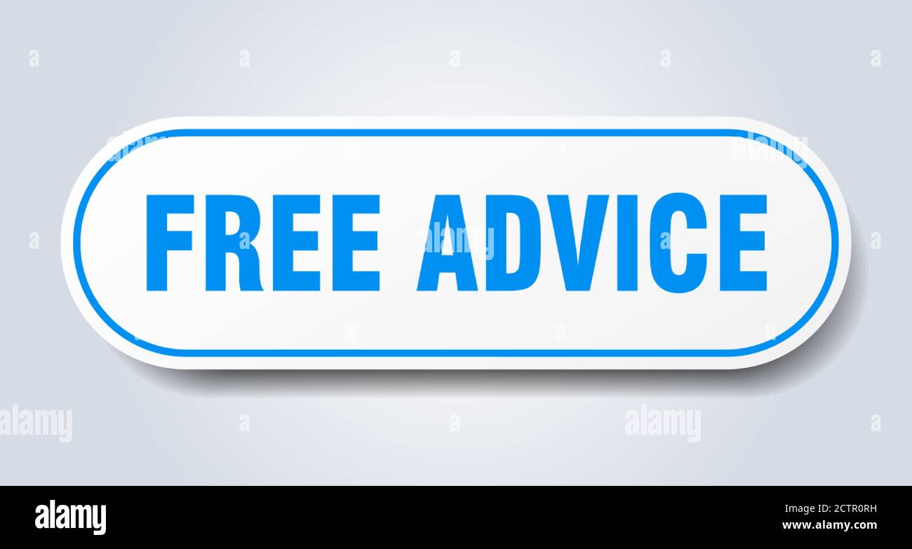 free advice sign. rounded isolated sticker. white button Stock Vector ...