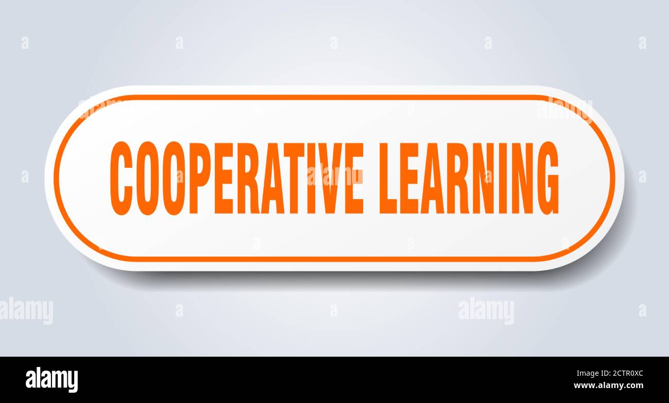 cooperative learning sign. rounded isolated sticker. white button Stock ...