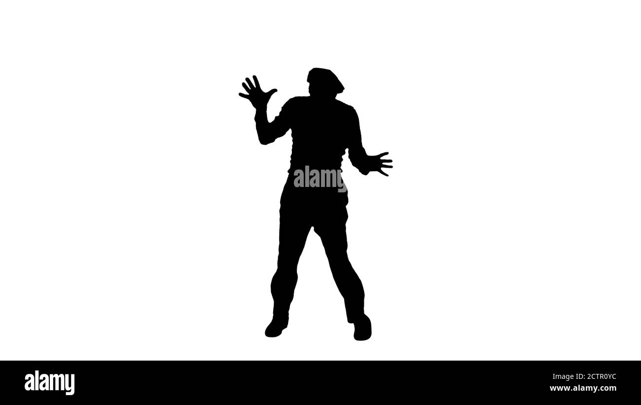 Silhouette Mime imagining and depicting like he falling from the Stock ...