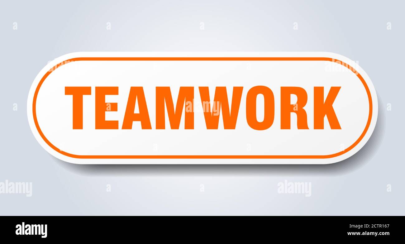 teamwork sign. rounded isolated sticker. white button Stock Vector ...