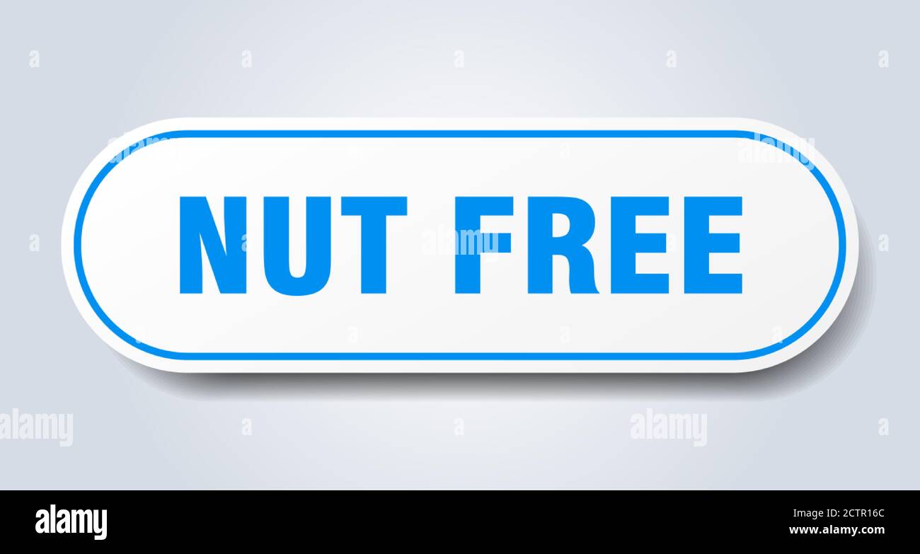 nut free sign. rounded isolated sticker. white button Stock Vector ...