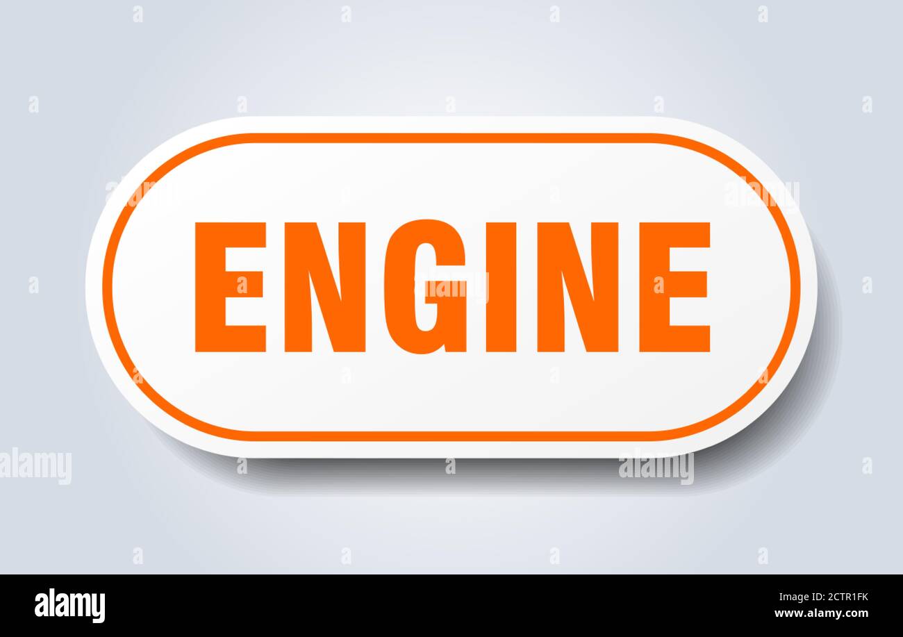 engine sign. rounded isolated sticker. white button Stock Vector Image ...