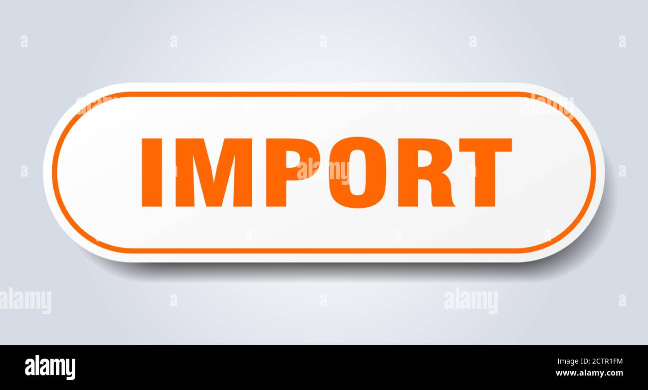 import sign. rounded isolated sticker. white button Stock Vector Image ...