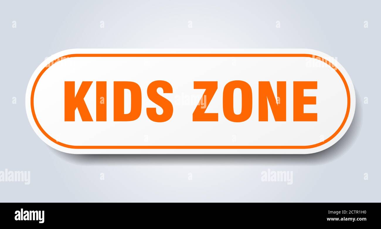 kids zone sign. rounded isolated sticker. white button Stock Vector ...