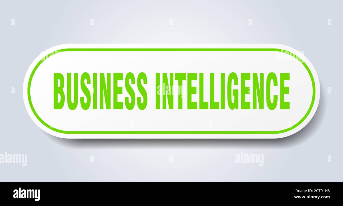 business intelligence sign. rounded isolated sticker. white button ...