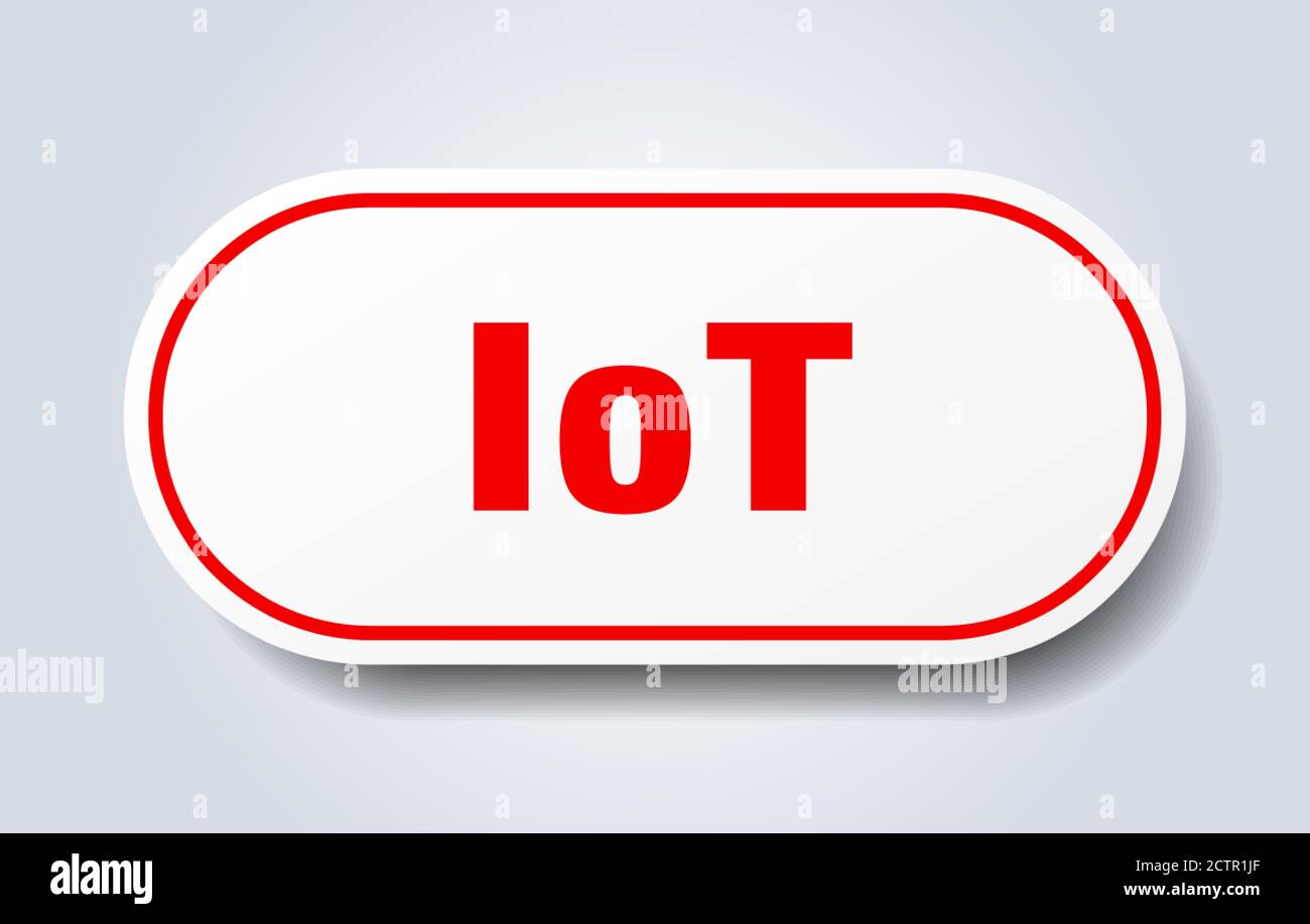 iot sign. rounded isolated sticker. white button Stock Vector Image ...