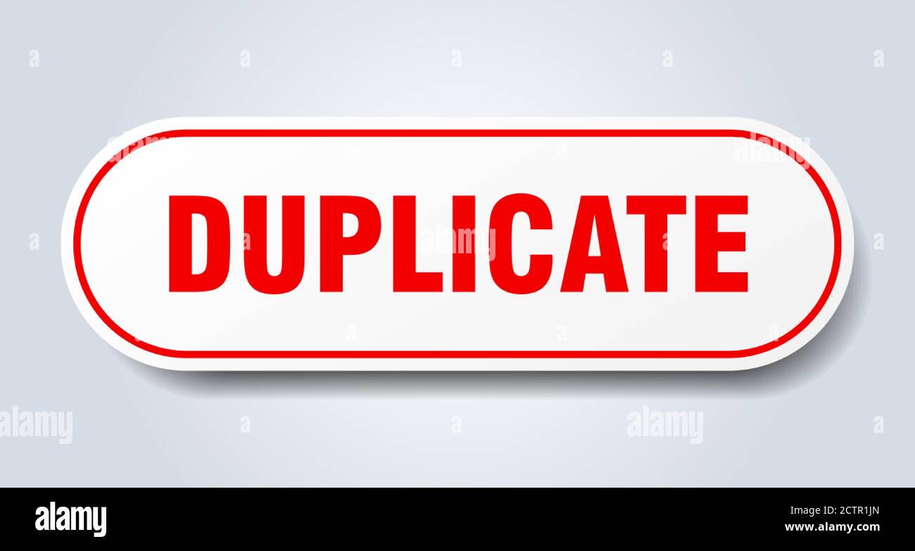 duplicate sign. rounded isolated sticker. white button Stock Vector ...
