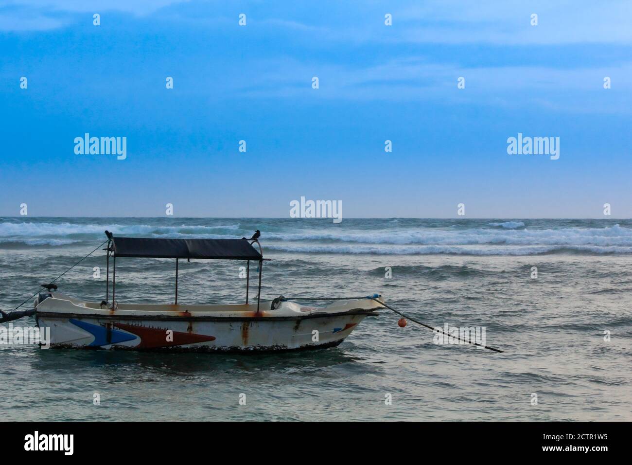 Colorful fishing boats and trawlers at a sea in Sri Lanka. Srilanka ...