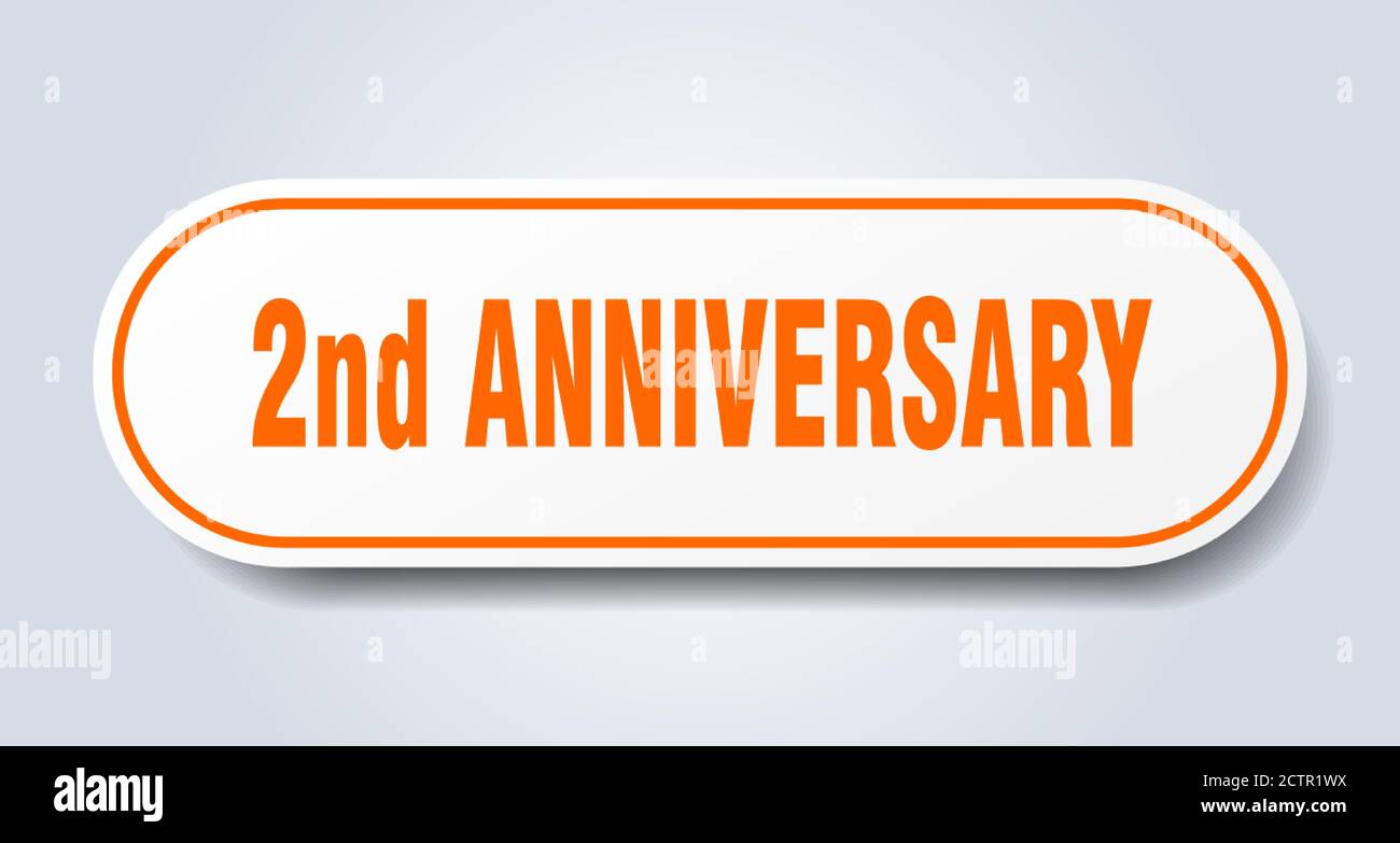2nd anniversary sign. rounded isolated sticker. white button Stock ...