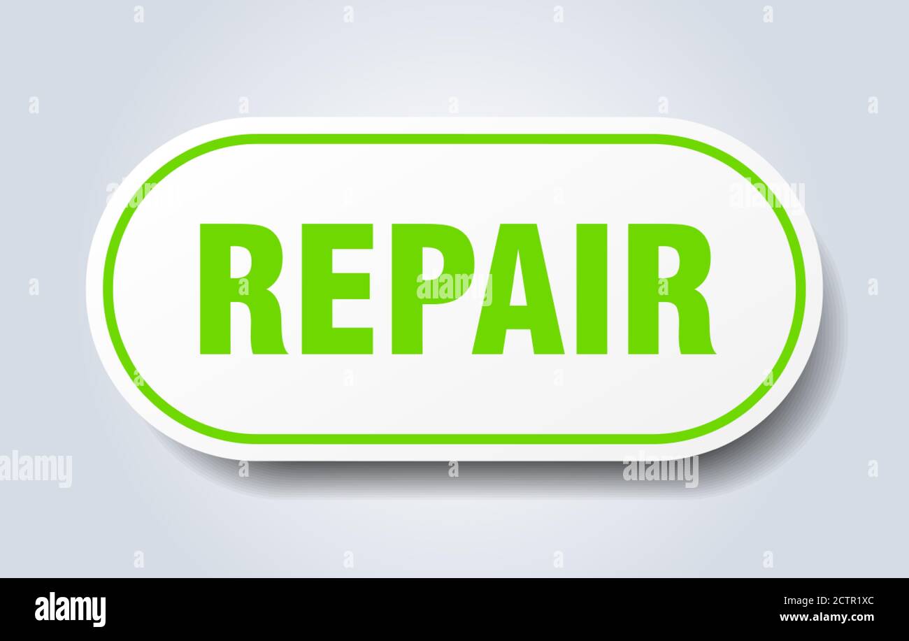 repair sign. rounded isolated sticker. white button Stock Vector Image ...