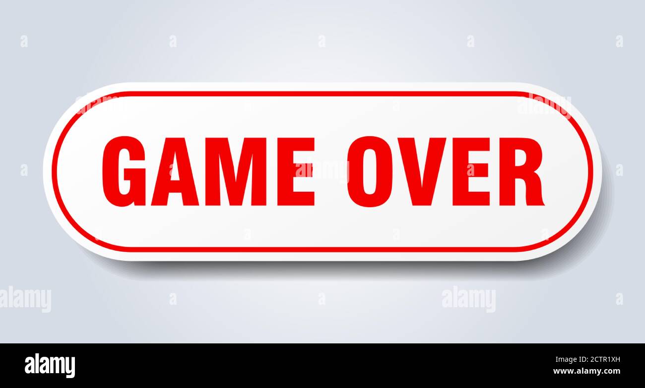 game over sign. rounded isolated sticker. white button Stock Vector ...