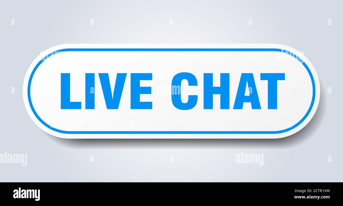 live chat sign. rounded isolated sticker. white button Stock Vector ...