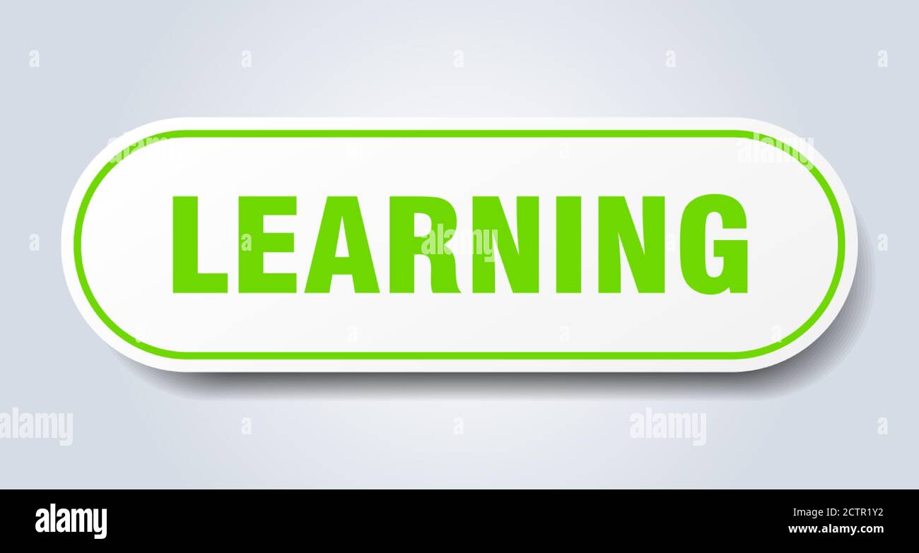 learning sign. rounded isolated sticker. white button Stock Vector ...