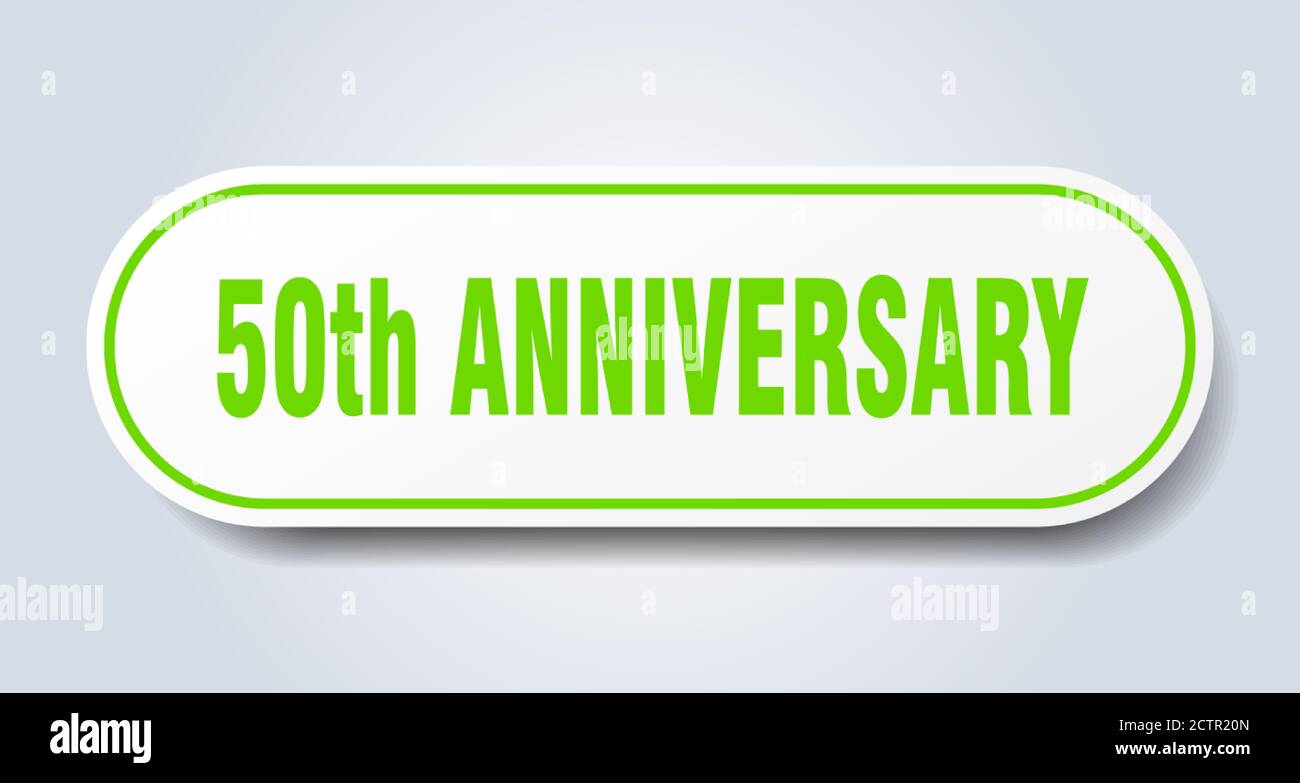 50th anniversary sign. rounded isolated sticker. white button Stock ...