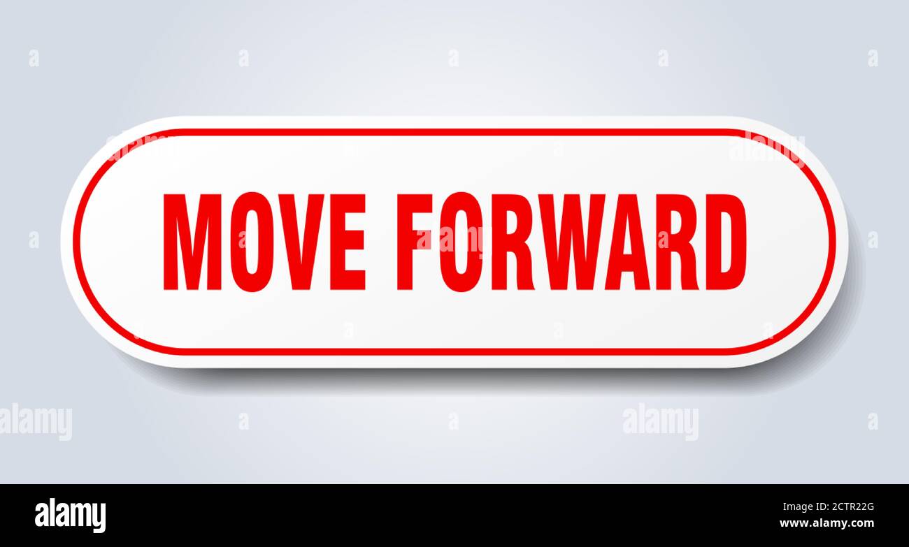 move forward sign. rounded isolated sticker. white button Stock Vector ...