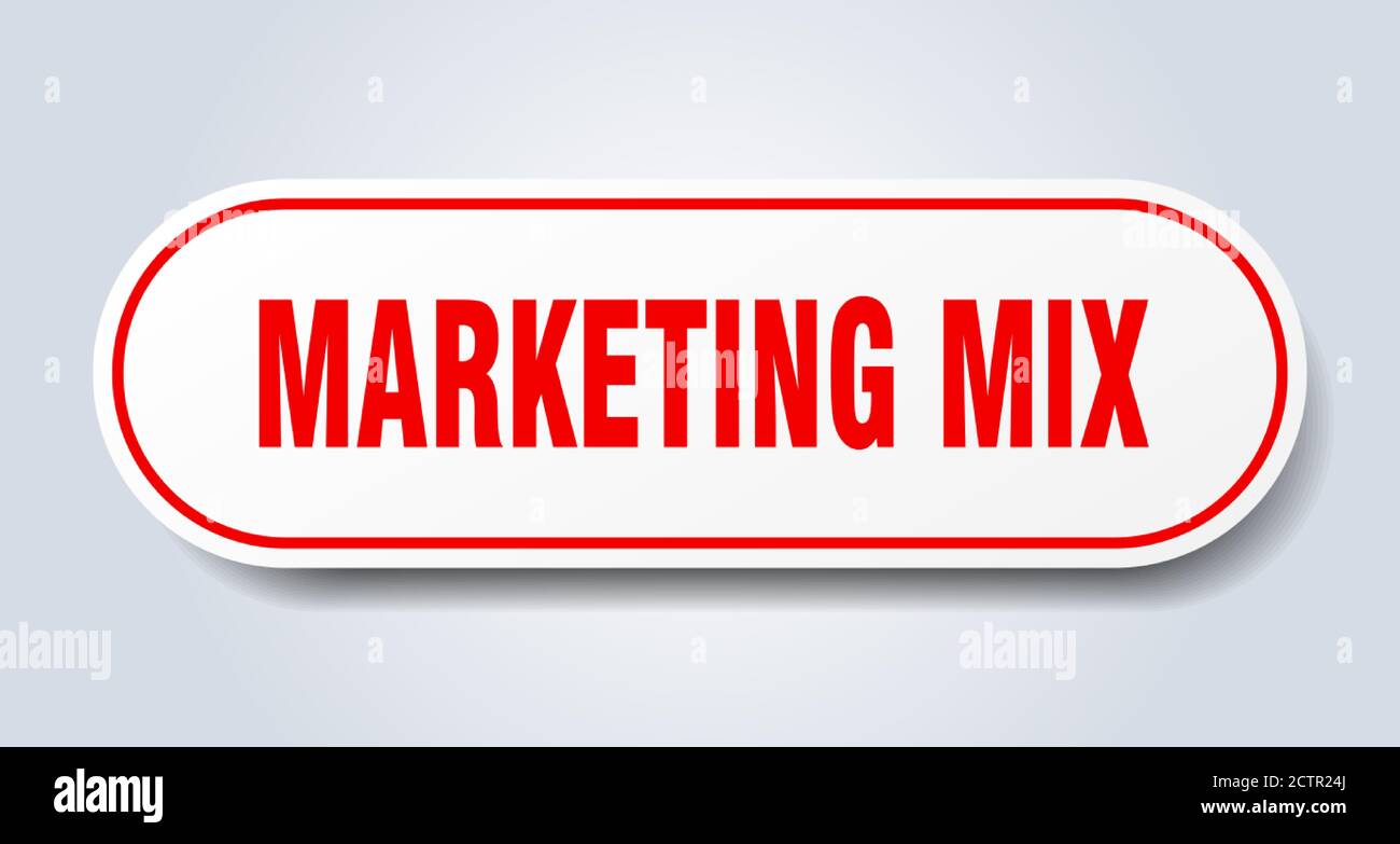 marketing mix sign. rounded isolated sticker. white button Stock Vector ...