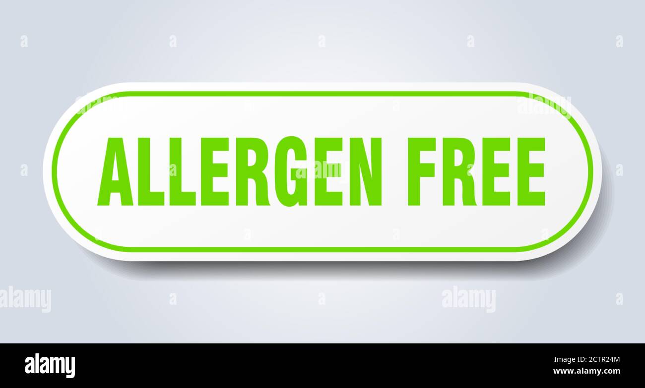 allergen free sign. rounded isolated sticker. white button Stock Vector ...