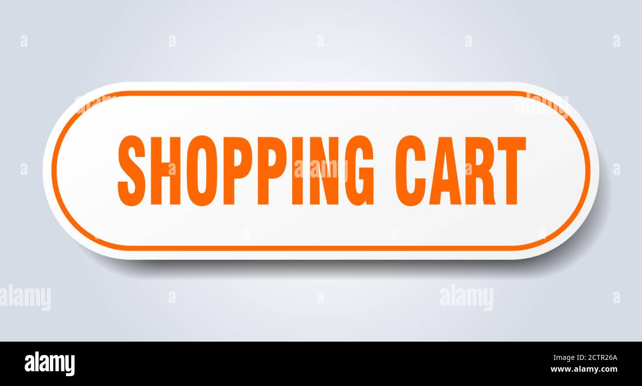 shopping cart sign. rounded isolated sticker. white button Stock Vector ...