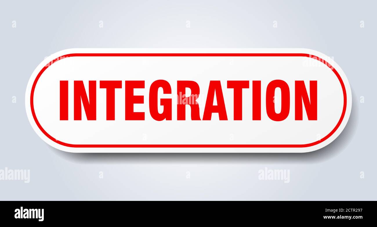 integration sign. rounded isolated sticker. white button Stock Vector ...