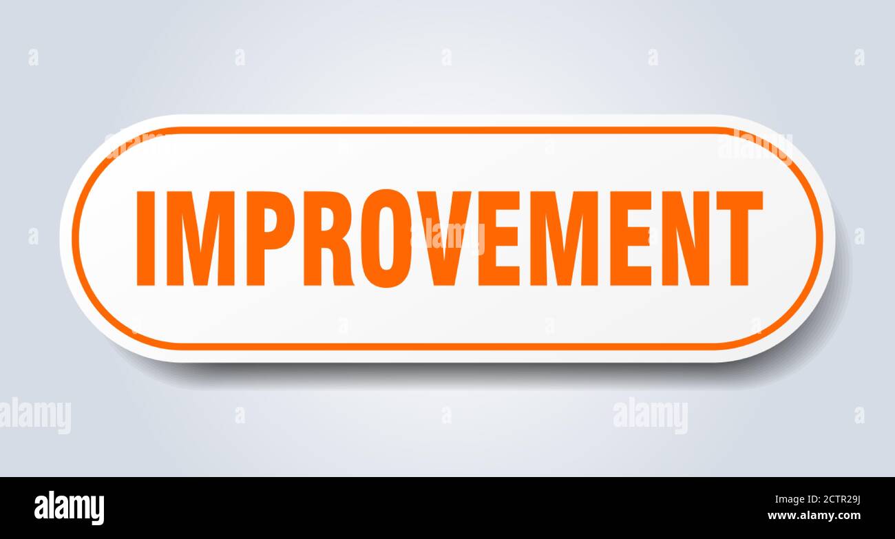 improvement sign. rounded isolated sticker. white button Stock Vector ...