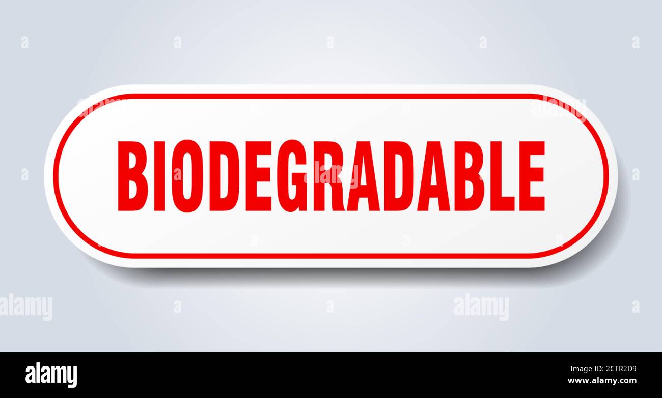 biodegradable sign. rounded isolated sticker. white button Stock Vector ...