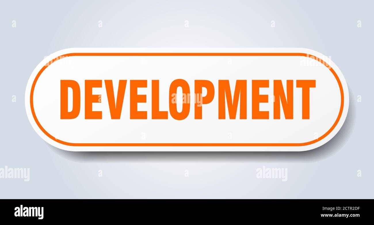 development sign. rounded isolated sticker. white button Stock Vector ...