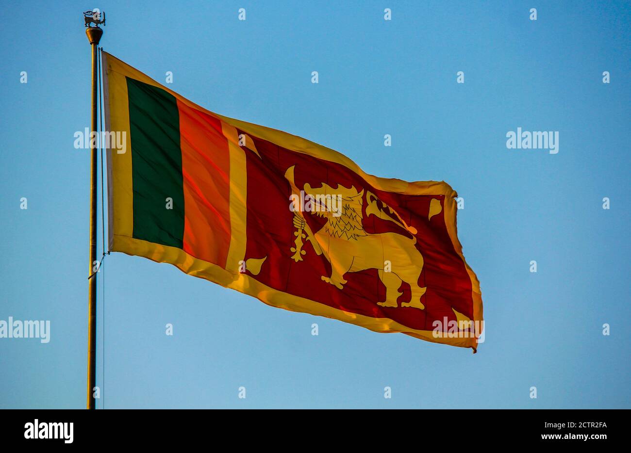 Srilankan flag flying high in Galle Face, Colombo, Sri Lanka Stock ...