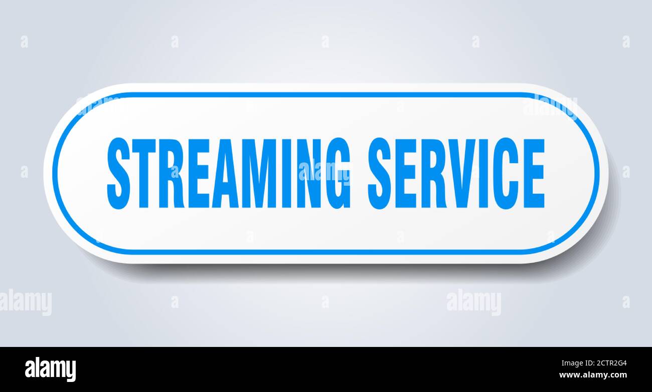 streaming service sign. rounded isolated sticker. white button Stock ...