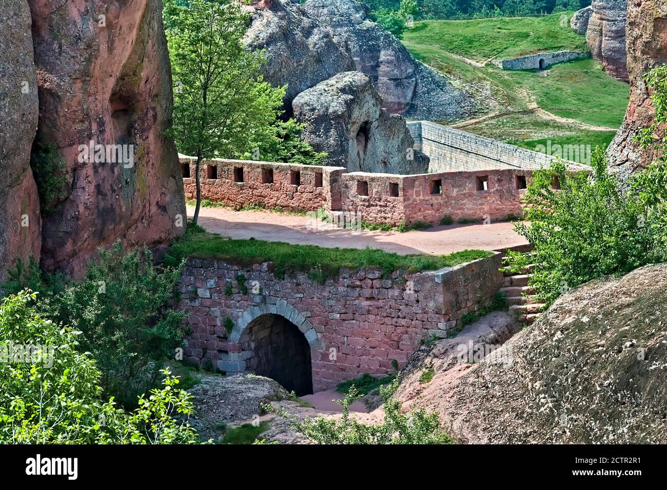 Roman fortifications inside Belogradchik fortress, Bulgaria Stock Photo ...