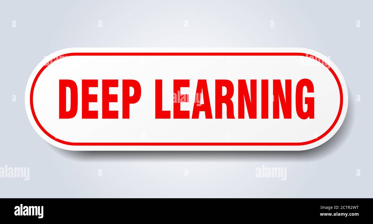 deep learning sign. rounded isolated sticker. white button Stock Vector ...