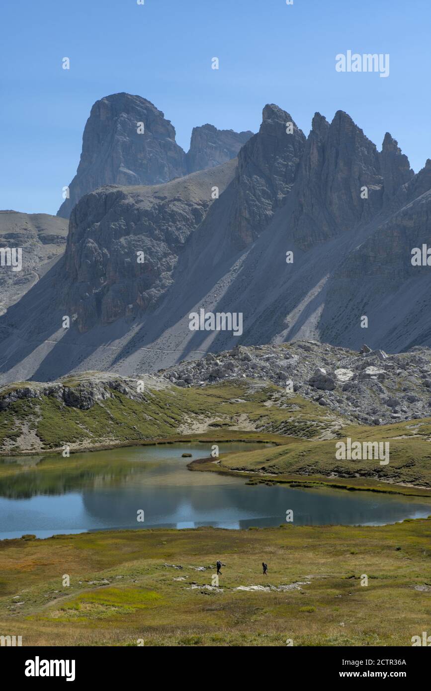Piani Lakes Located Next To Antonio Locatelli Hut In The Tre Cime Natural Park In The Sexten