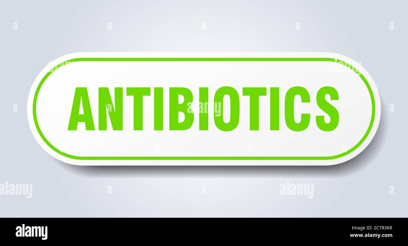 antibiotics sign. rounded isolated sticker. white button Stock Vector ...