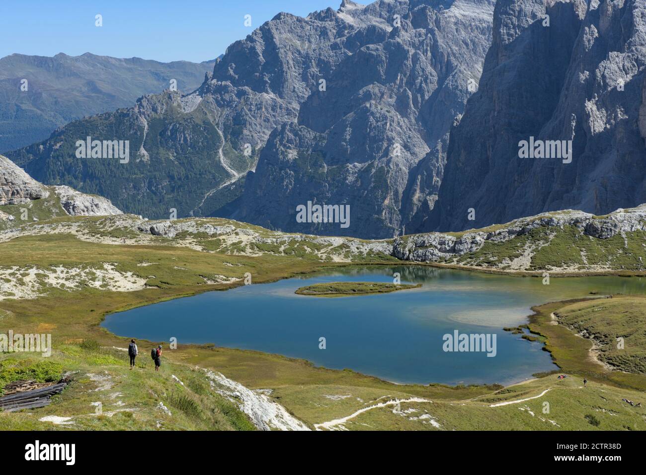 Piani lakes located next to Antonio Locatelli Hut in the Tre Cime ...
